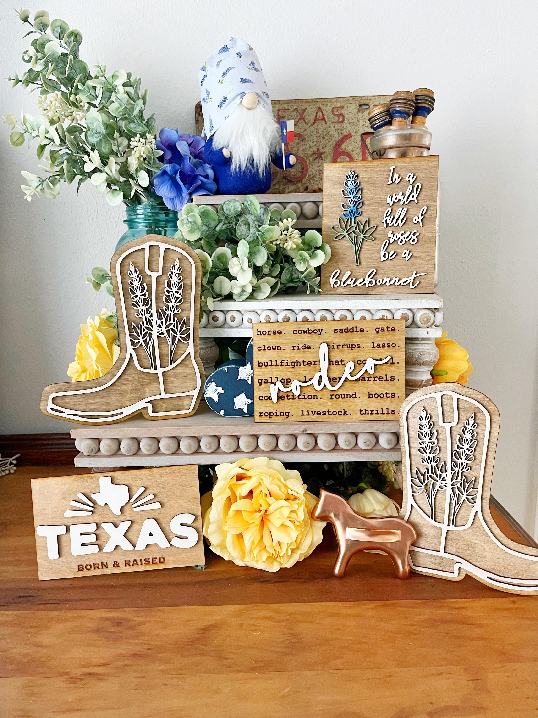 Rustic Wooden Cowboy Boot Sign With Floral Cutout | Western Farmhouse ...