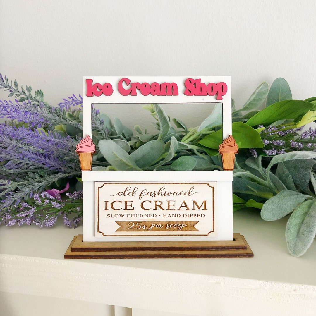 Ice Cream Shop Mini Sign – Tiered Tray Summer Decor – Old Fashioned Ice ...