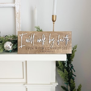 I Will Walk by Faith Sign | Christian Wood Home Decor - Etsy