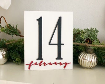 Valentine's Day Wood Sign, February 14, Home Decor, 5.5"x5.5" Painted ...