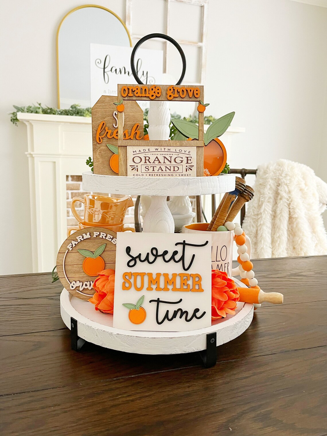 Sweet Summertime Sign – Orange Fruit Tiered Tray Decor – Summer Kitchen ...