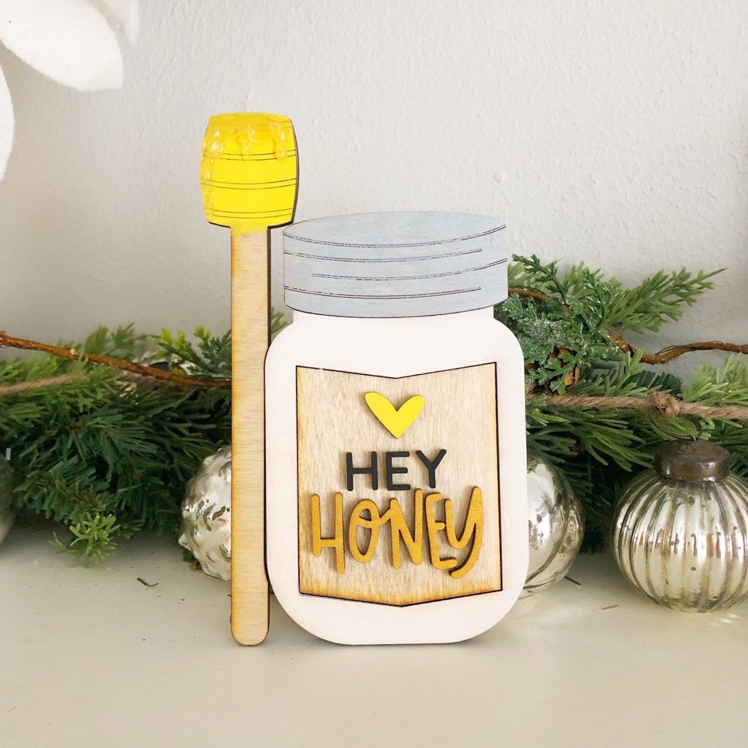 Hey Honey Jar Sign | Bee Themed Tiered Tray Decor | Honey Pot Mini ...