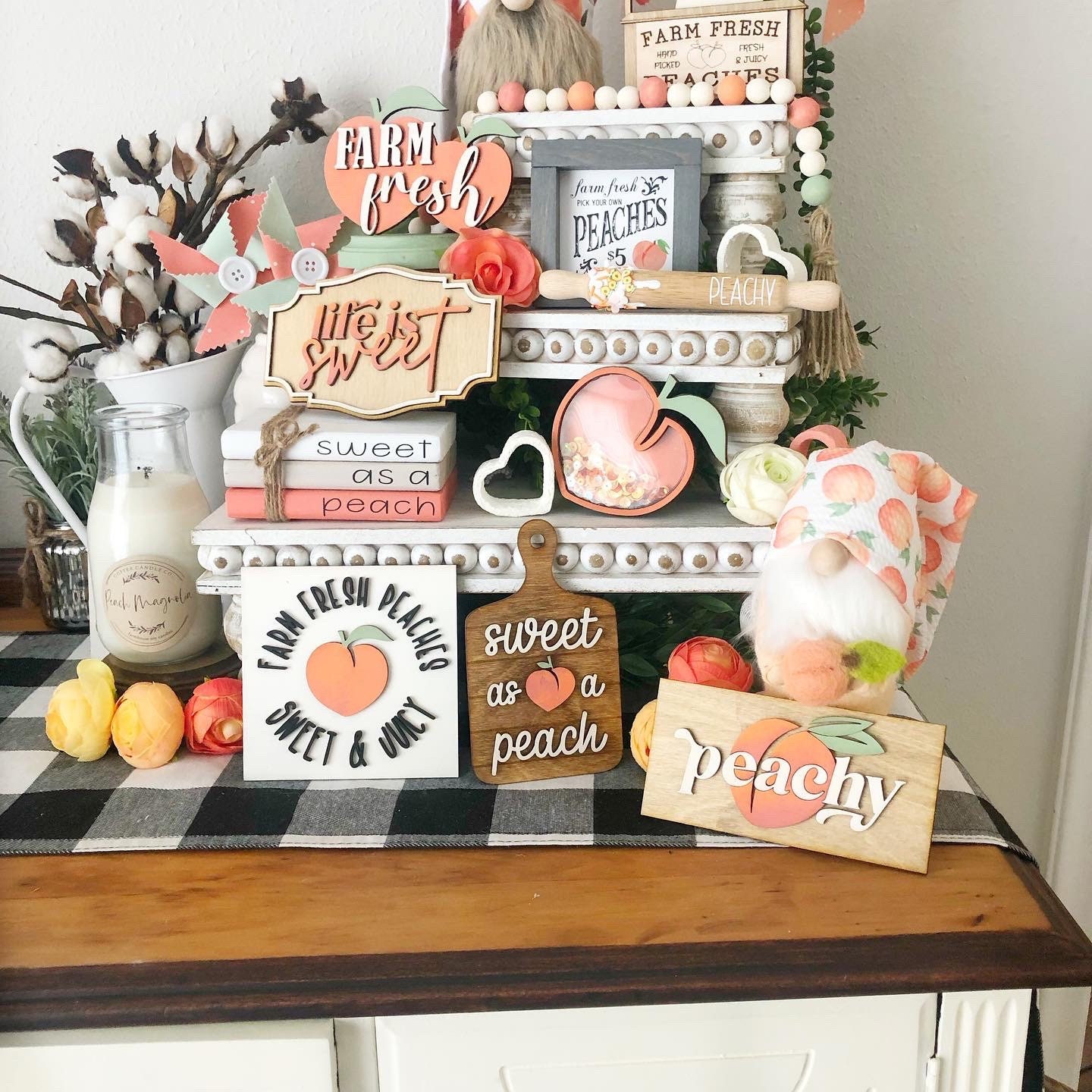 Peachy Sign Peach Themed Decor Tiered Tray Decor - Etsy