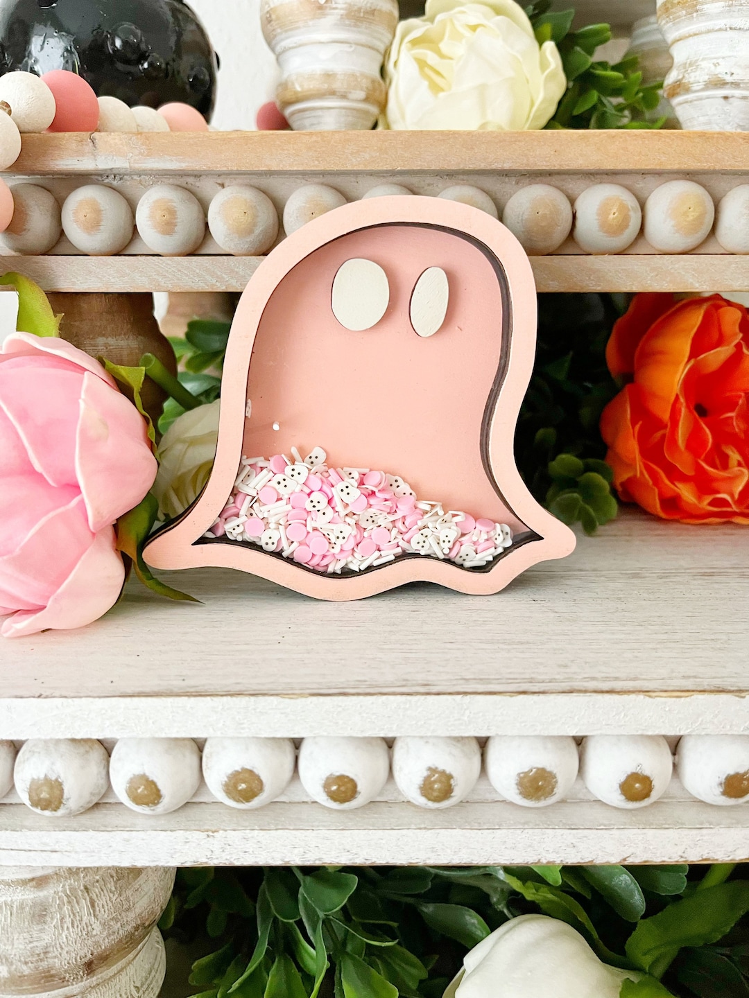 Pastel Pink Ghost Shaker Shaker, Tiered Tray Decor, Halloween Tiered ...