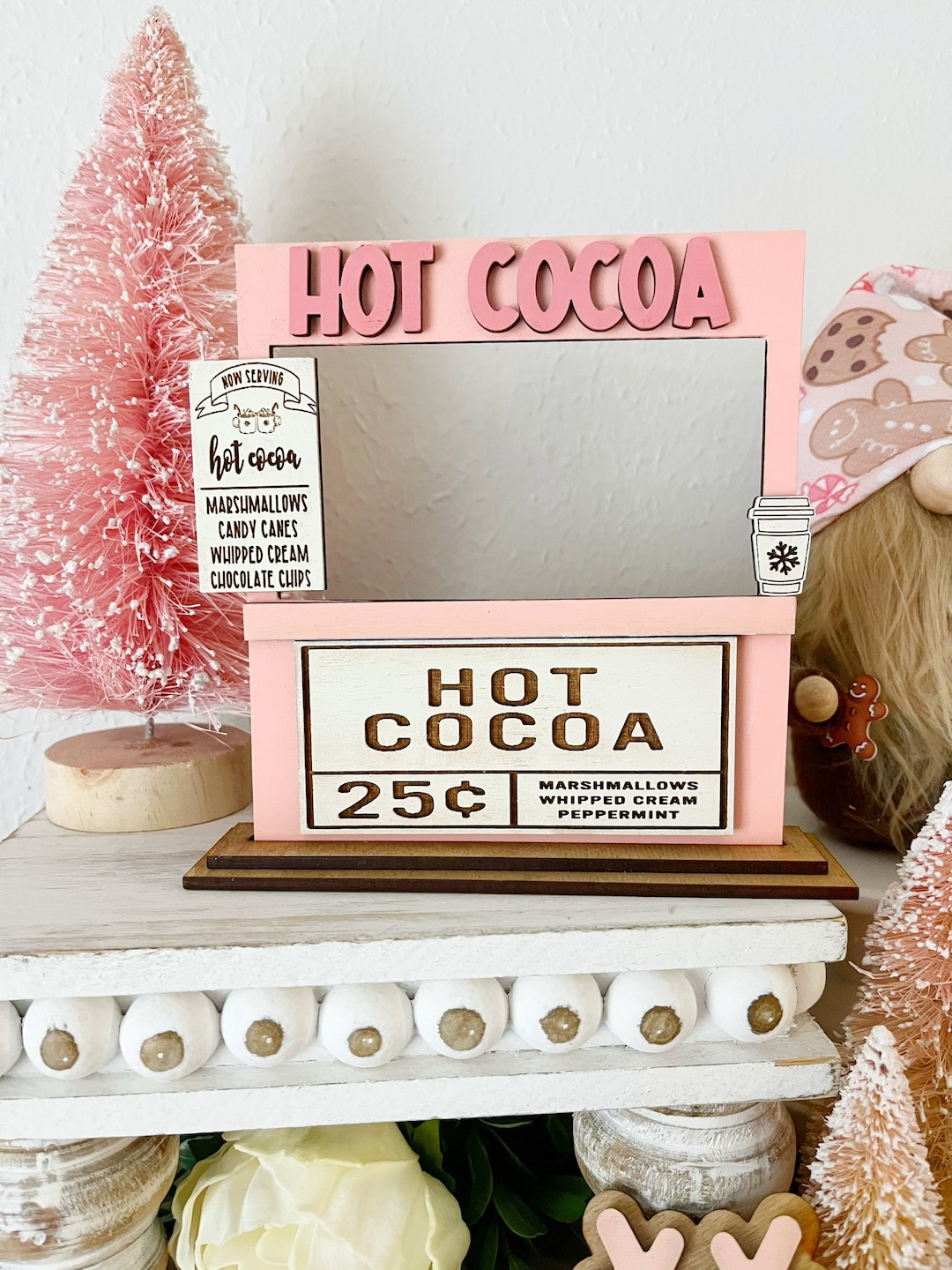 Pink Hot Cocoa Stand Sign | Winter Tiered Tray Decor | 25 Cent Hot ...