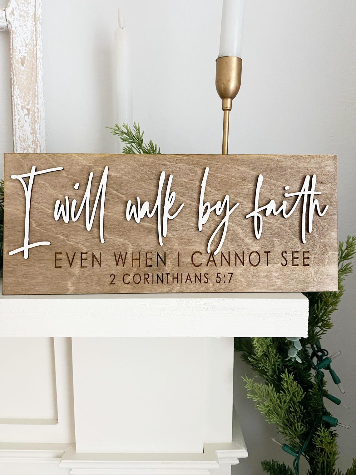 I Will Walk by Faith Sign | Christian Wood Home Decor - Etsy