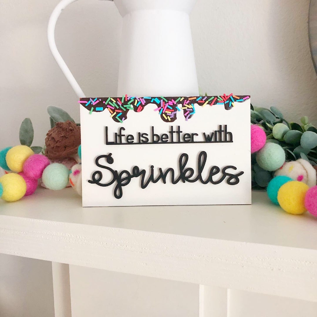 Life is Better With Sprinkles Sign | Colorful Tiered Tray Kitchen Decor ...