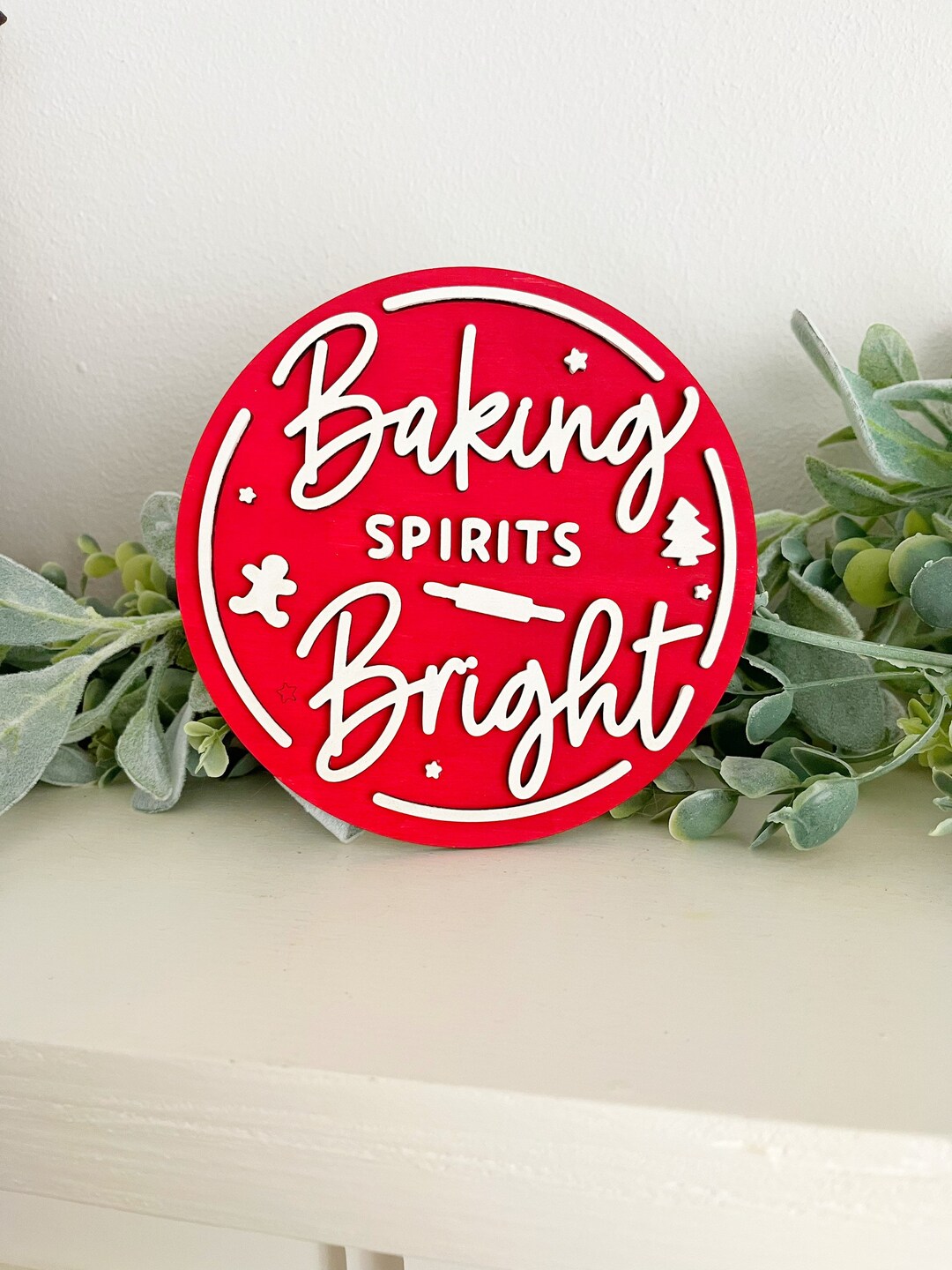 Baking Spirits Bright Sign | Christmas Tiered Tray Decor - Etsy