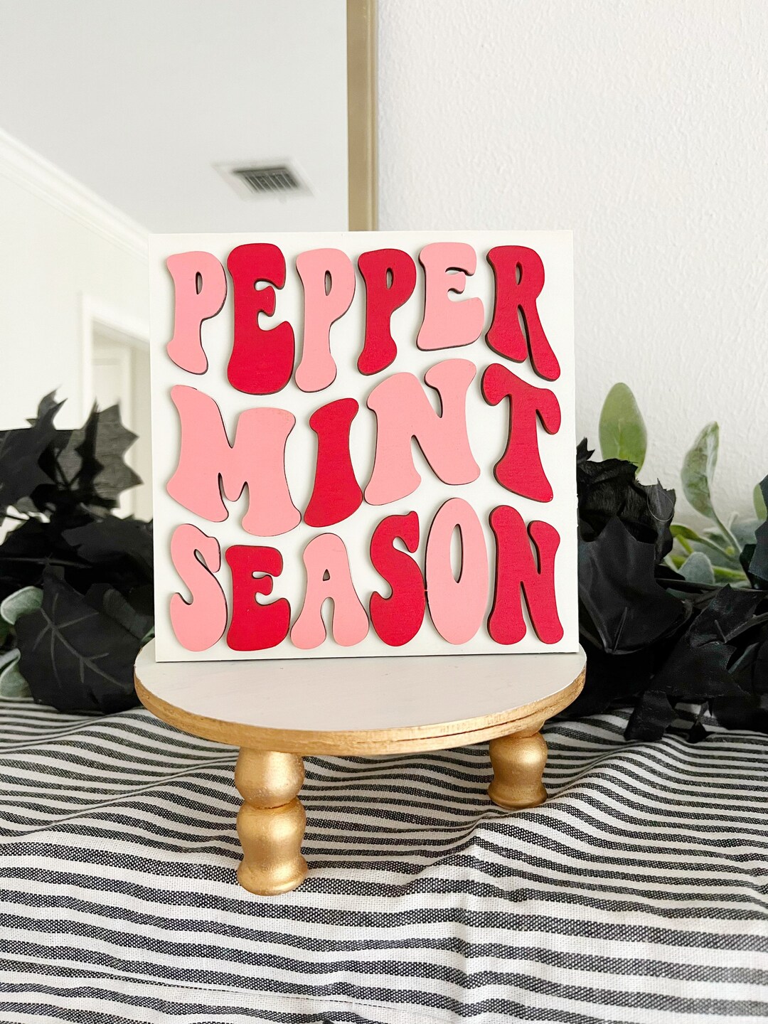 Peppermint Season Sign, Christmas Tiered Tray Sign, Christmas Decor ...