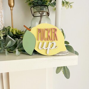 Pucker up Lemon Sign – Summer Tiered Tray Decor – Mini Wooden Lemon ...