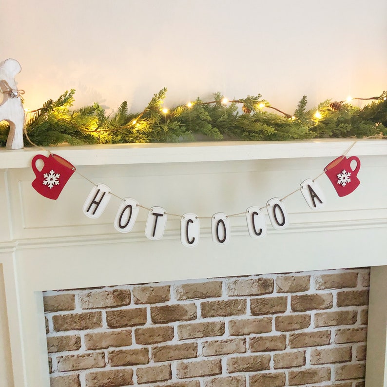 Hot Cocoa Banner Garland | Christmas Tiered Tray Decor - Etsy