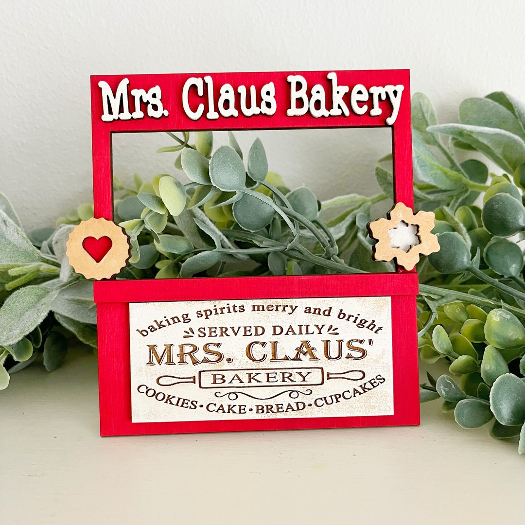 Mrs. Claus Bakery Stand, Tiered Tray Christmas Theme, Christmas Cookie ...
