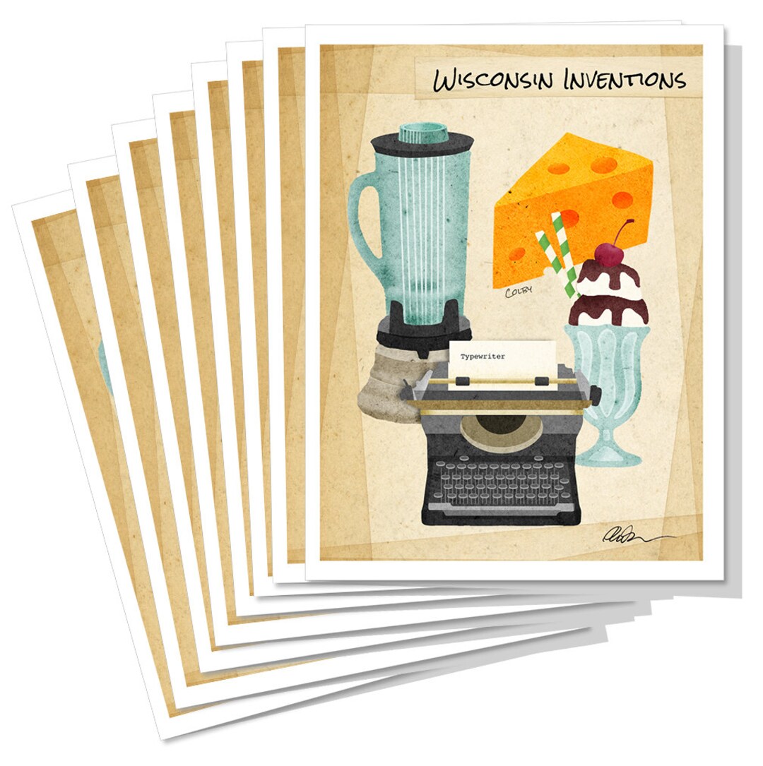 Wisconsin Inventions 8 Piece Note Card Set - Etsy