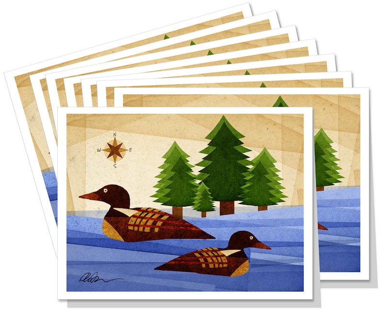 8pc. Loon Note Card Set - Etsy
