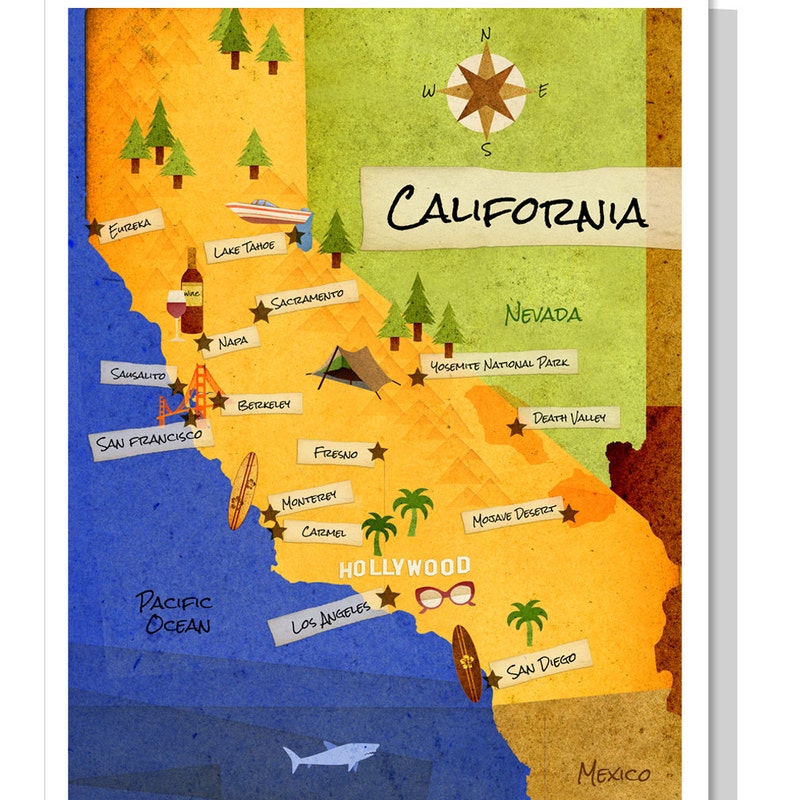 California Greeting Cards - Etsy