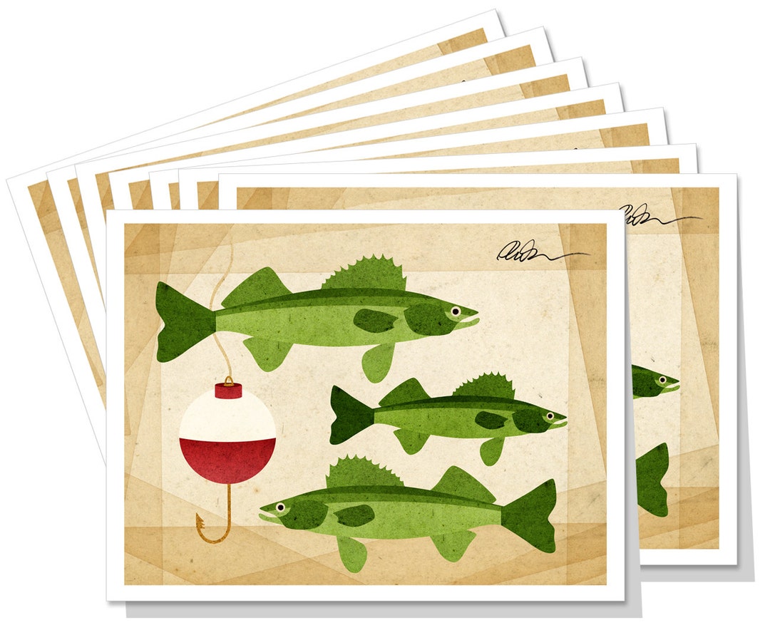 Walleye and Fishing Bobber 8 Piece Note Card Set - Etsy