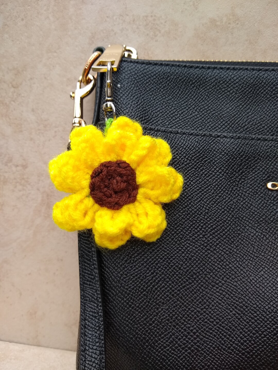 Sunflower Bag Charm. Sunflower Key Chain. Crochet Bag Tag. - Etsy