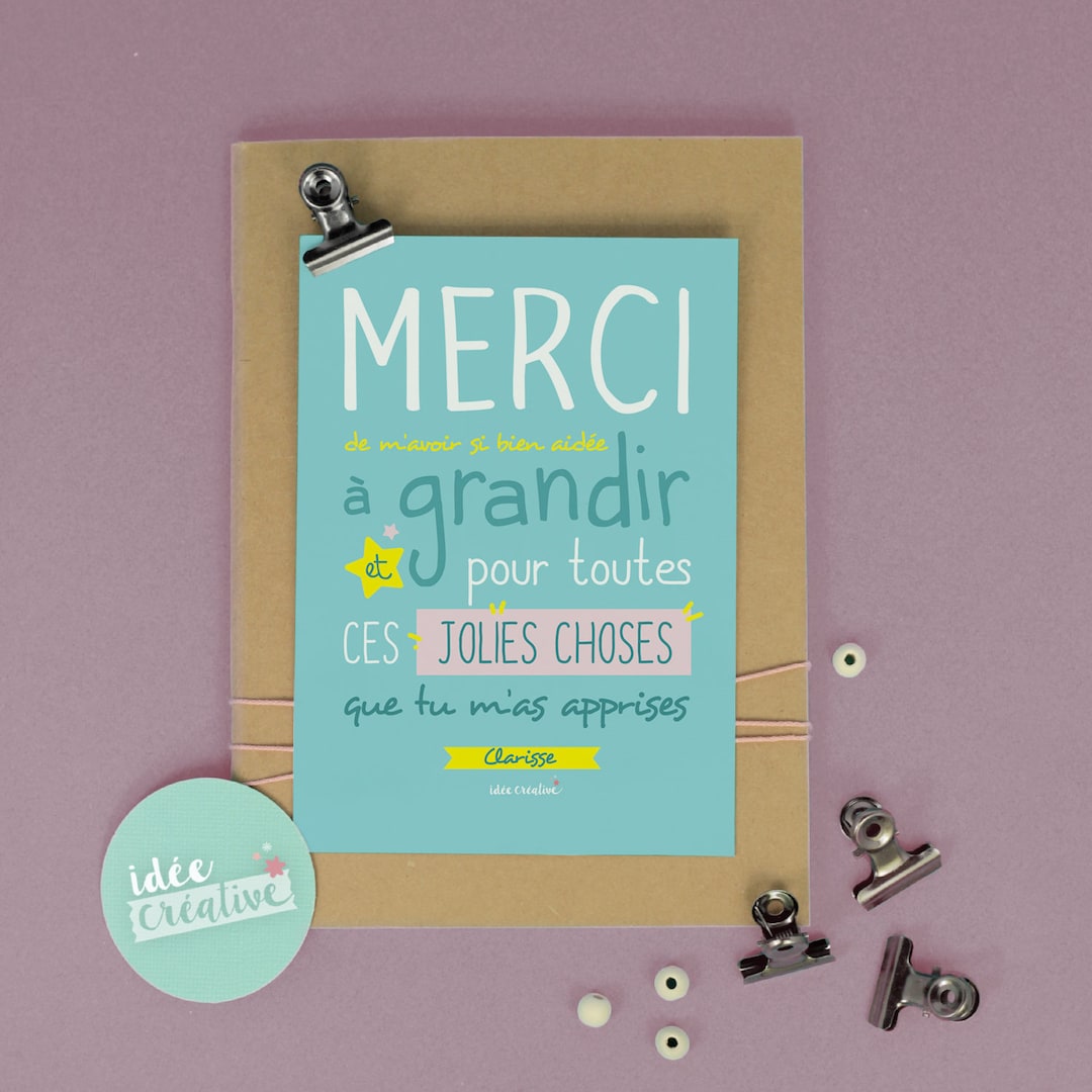 Kit à imprimer "Merci maîtresse / maître / nounou / ATSEM / AVS ...