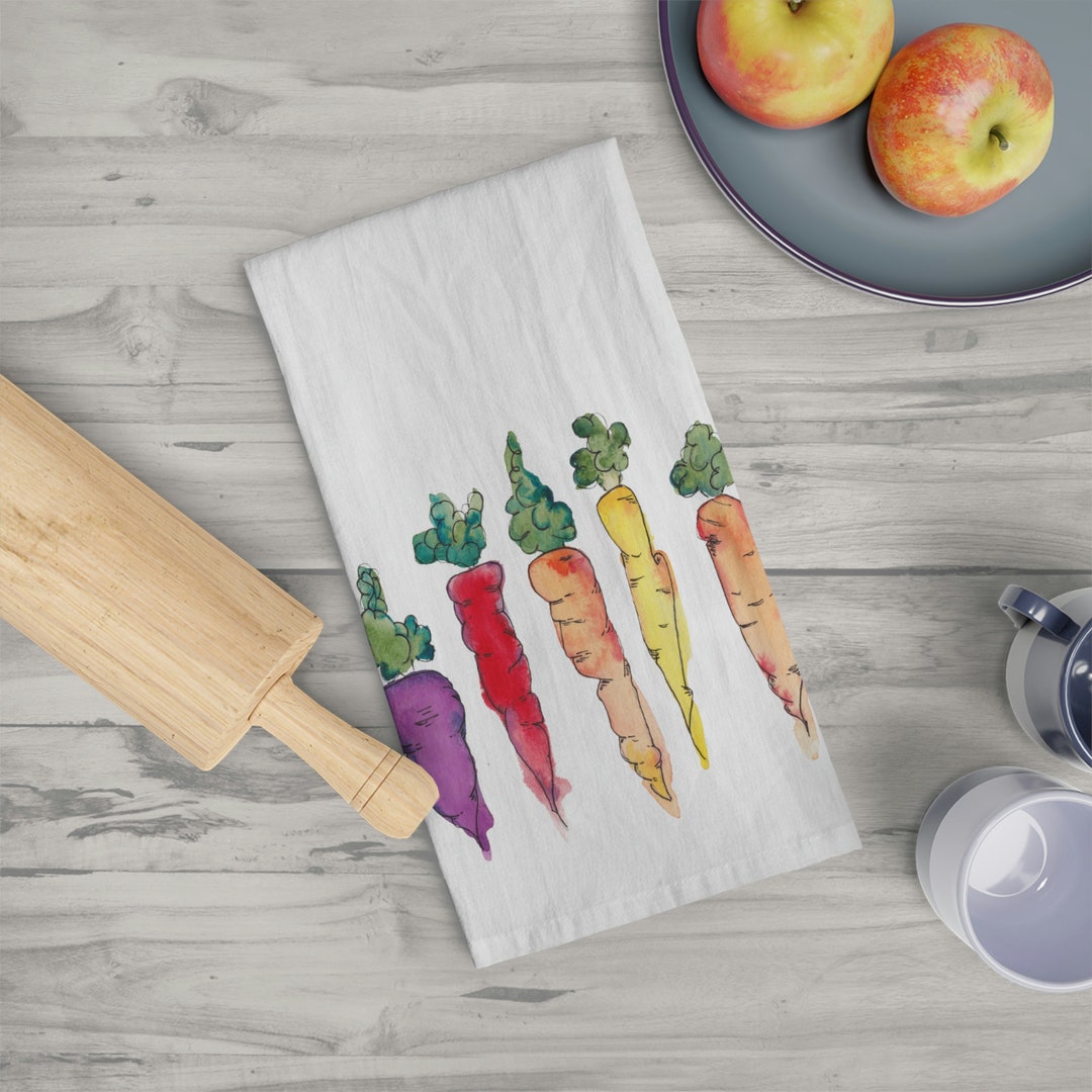 Carrot Tea Towel, Cute Tea Towel, Cute Home Decor, Carrott Home Decor ...