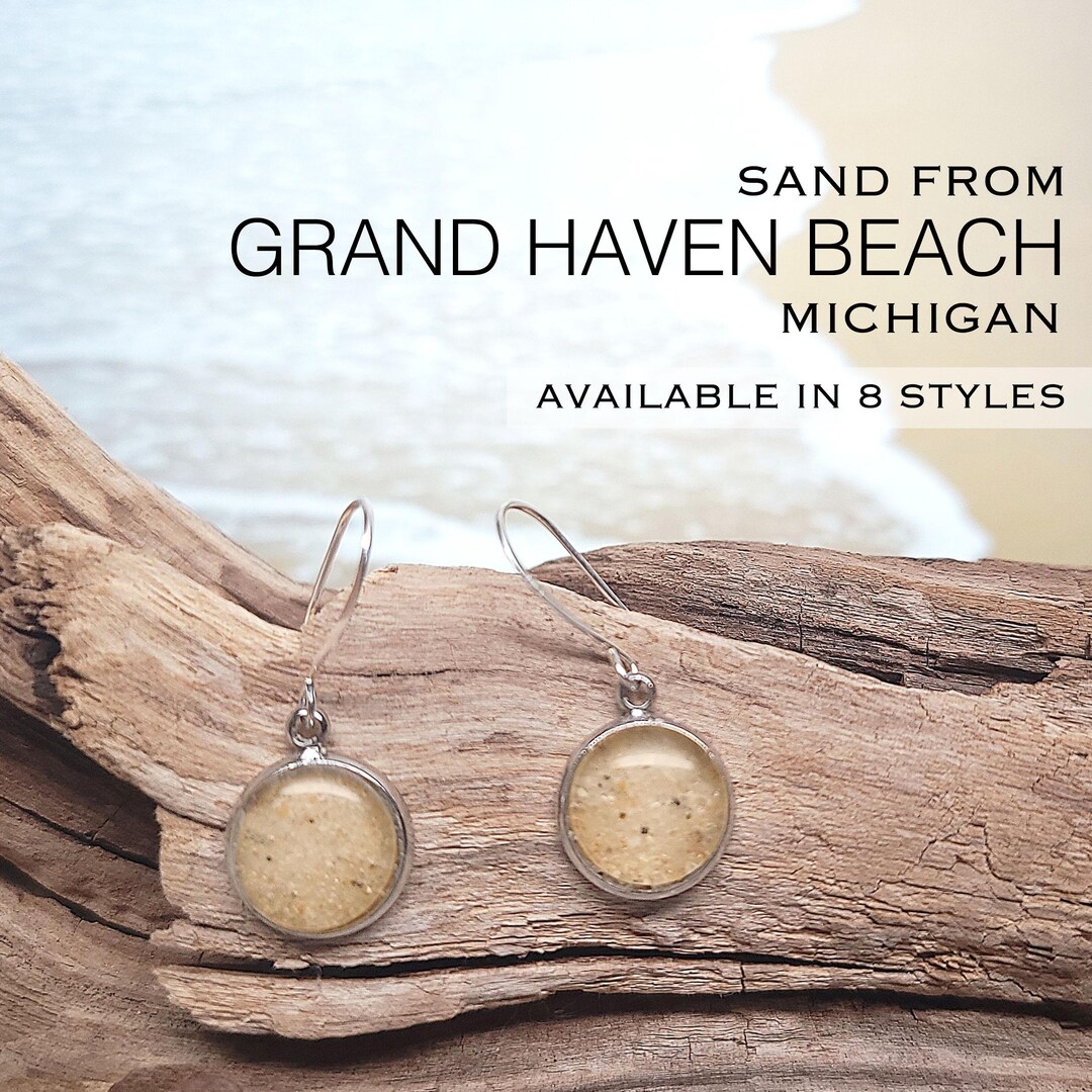 Bijoux Grand Haven Sand, collier Michigan Beach, bague, boucles d ...