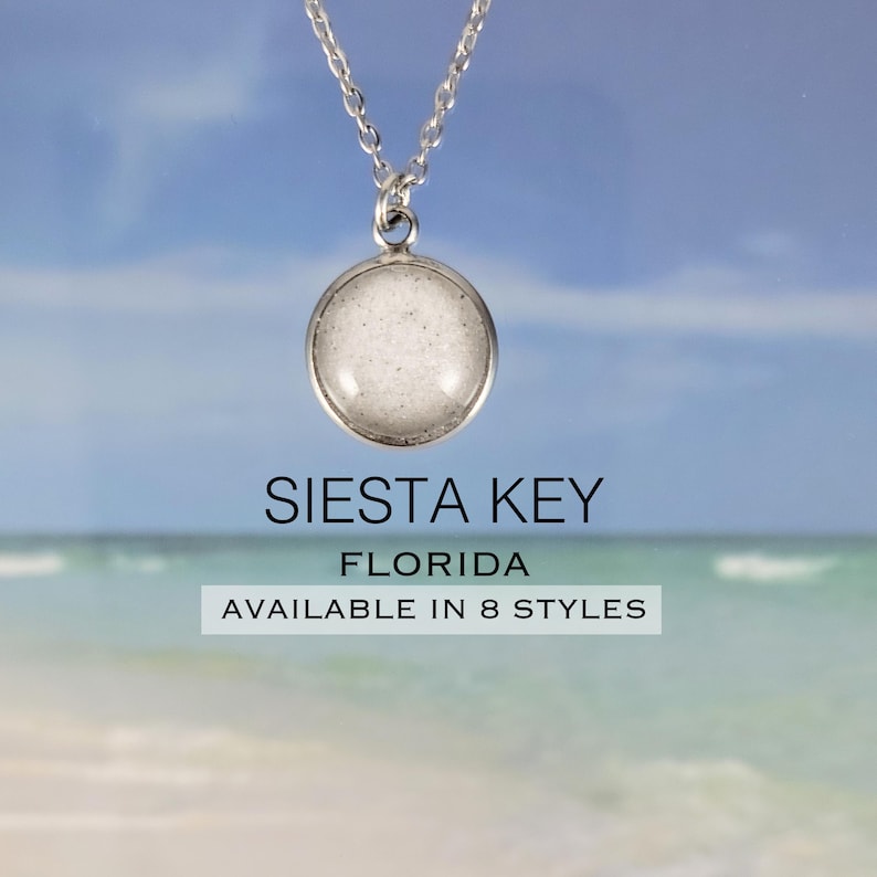 Siesta Key Sand Jewelry, White Florida Beach Vacation Seaside Keepsake ...