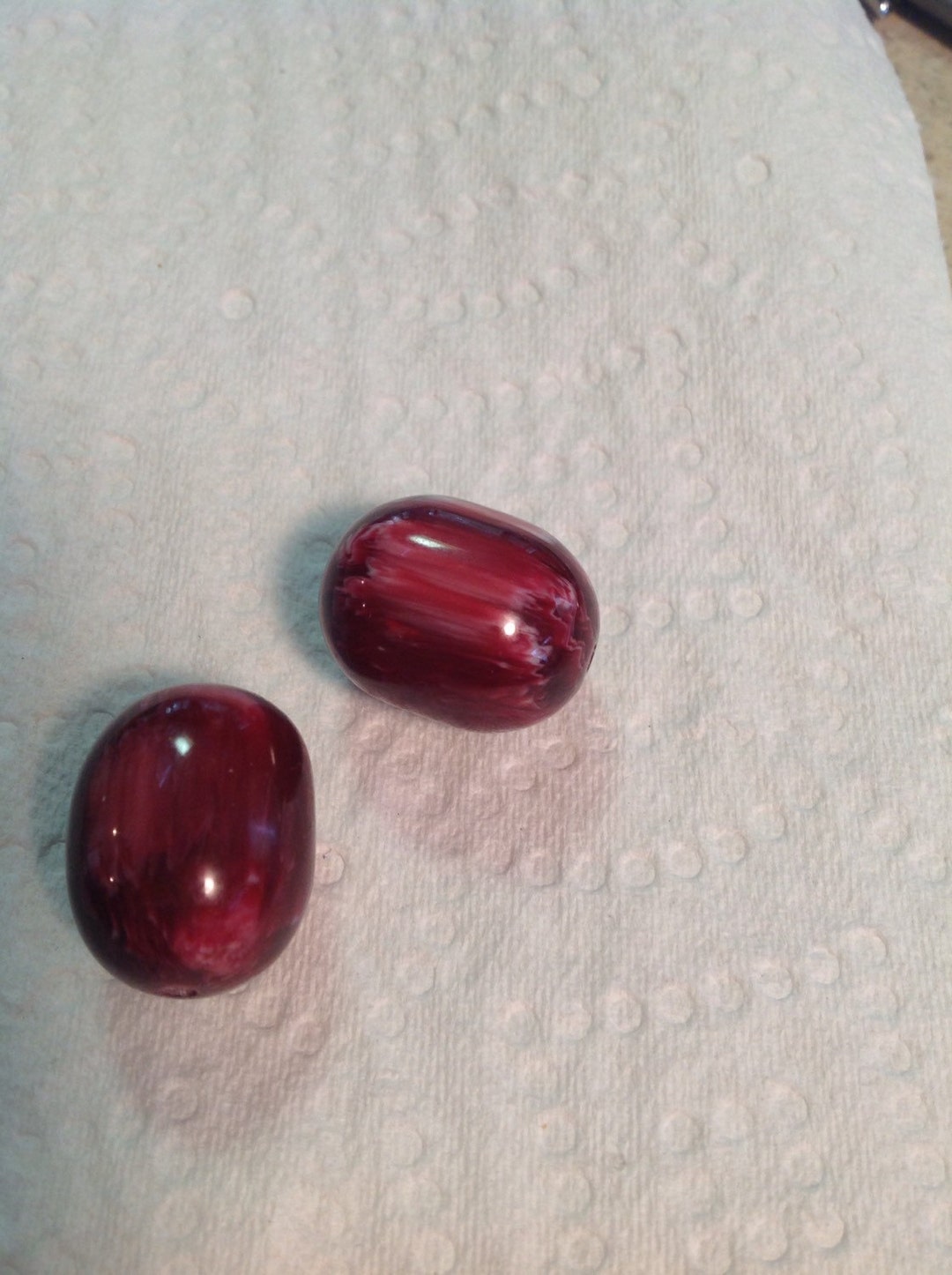 Large Magenta Marbled Pill Shaped Beads - Etsy