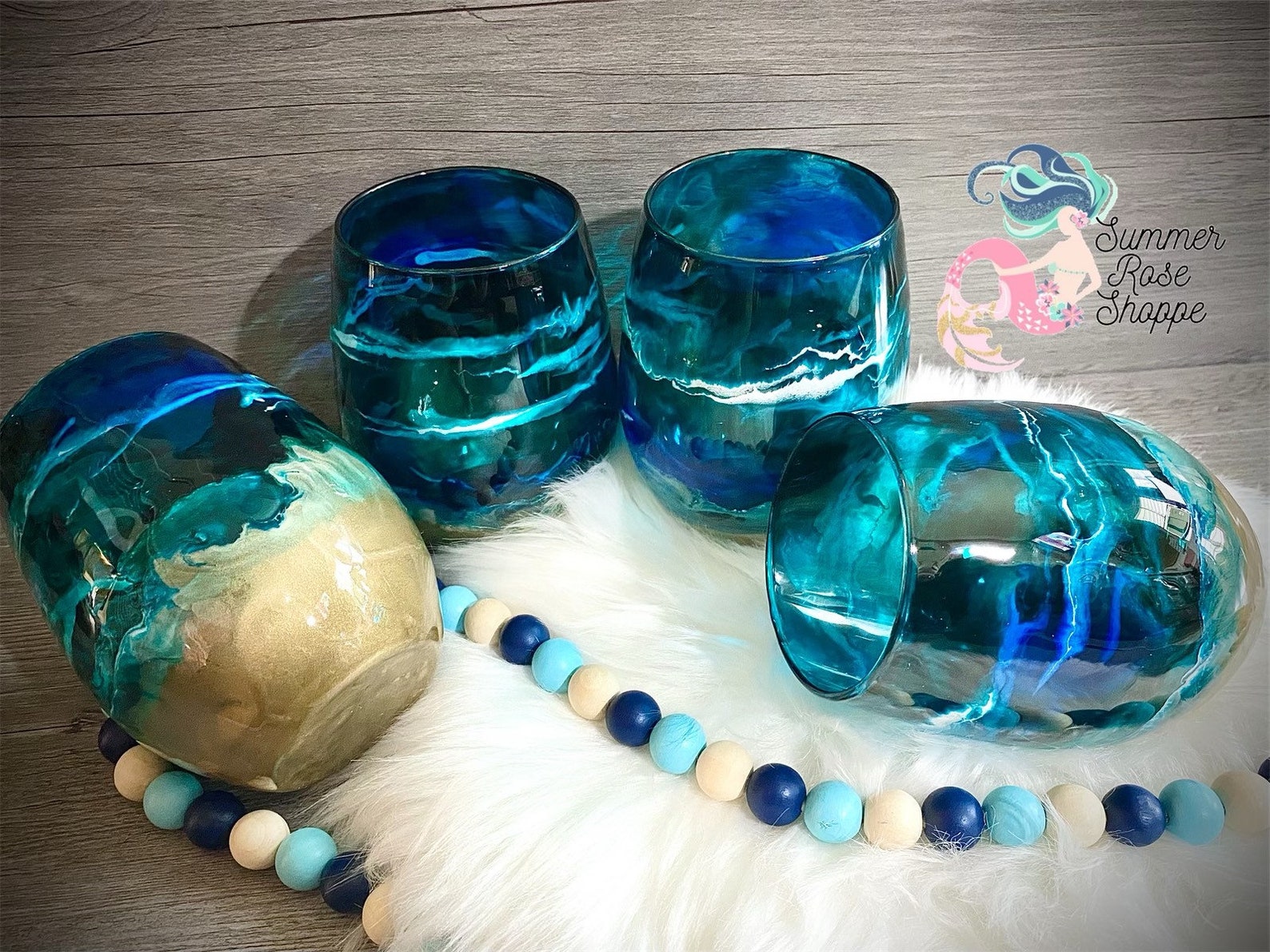 Glass Beach Ocean Themed Large Stemless or Stem Wine Glass - Etsy