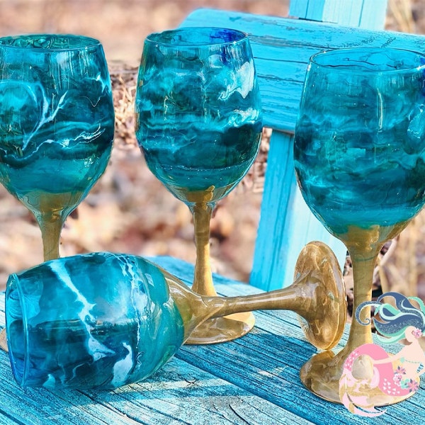 Painted Stem Glasses - Etsy