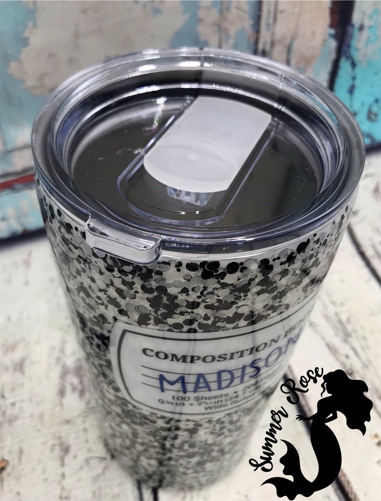 Composition Notebook Personalized Name Tumbler - Black and White ...
