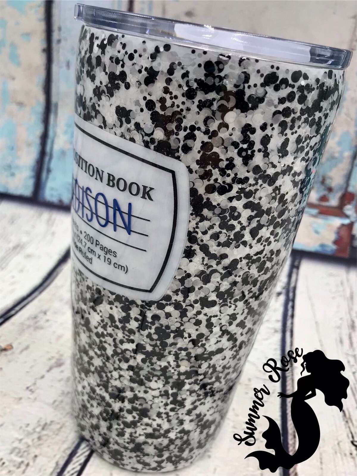 Composition Notebook Personalized Name Tumbler - Black and White ...