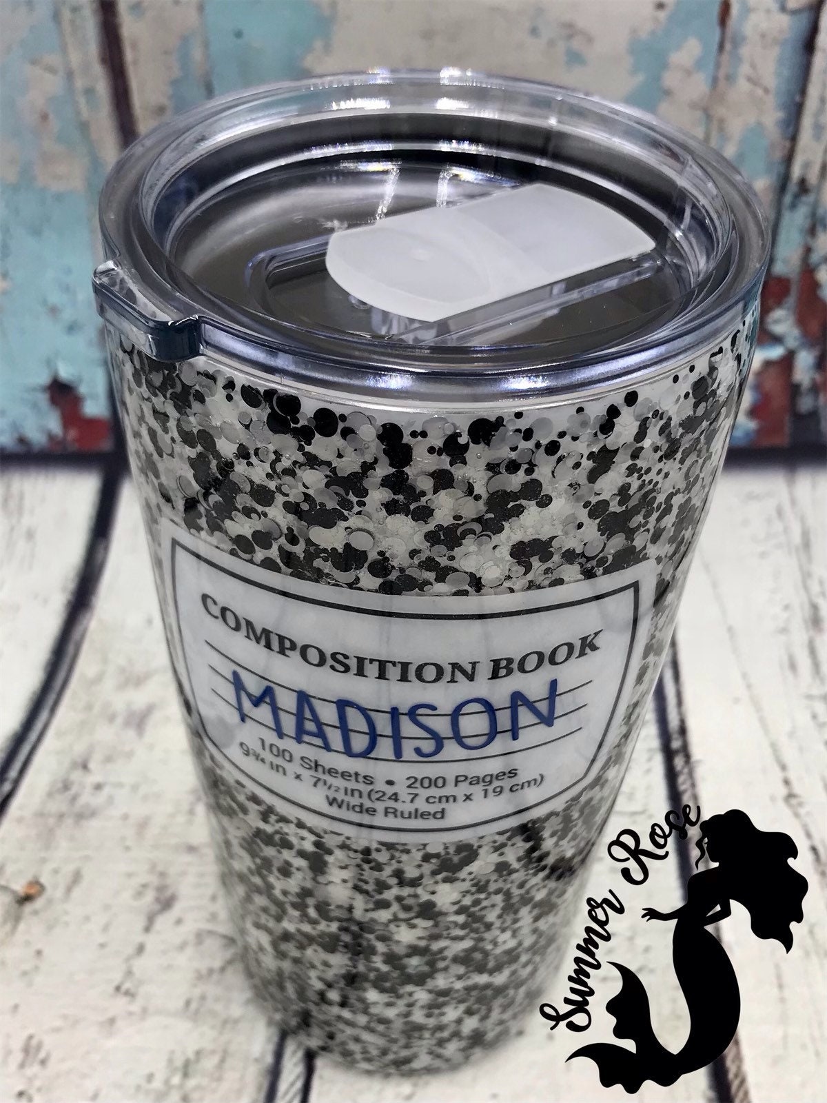 Composition Notebook Personalized Name Tumbler - Black and White ...