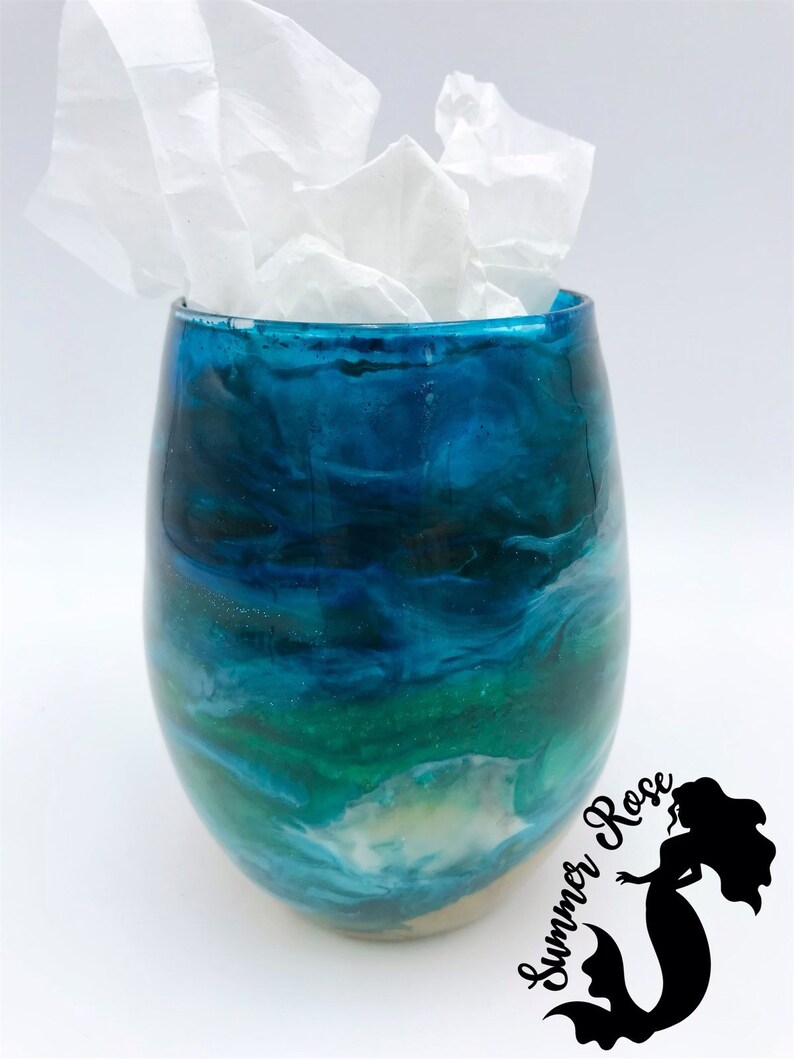Glass Beach Ocean Themed Large Stemless or Stem Wine Glass - Etsy