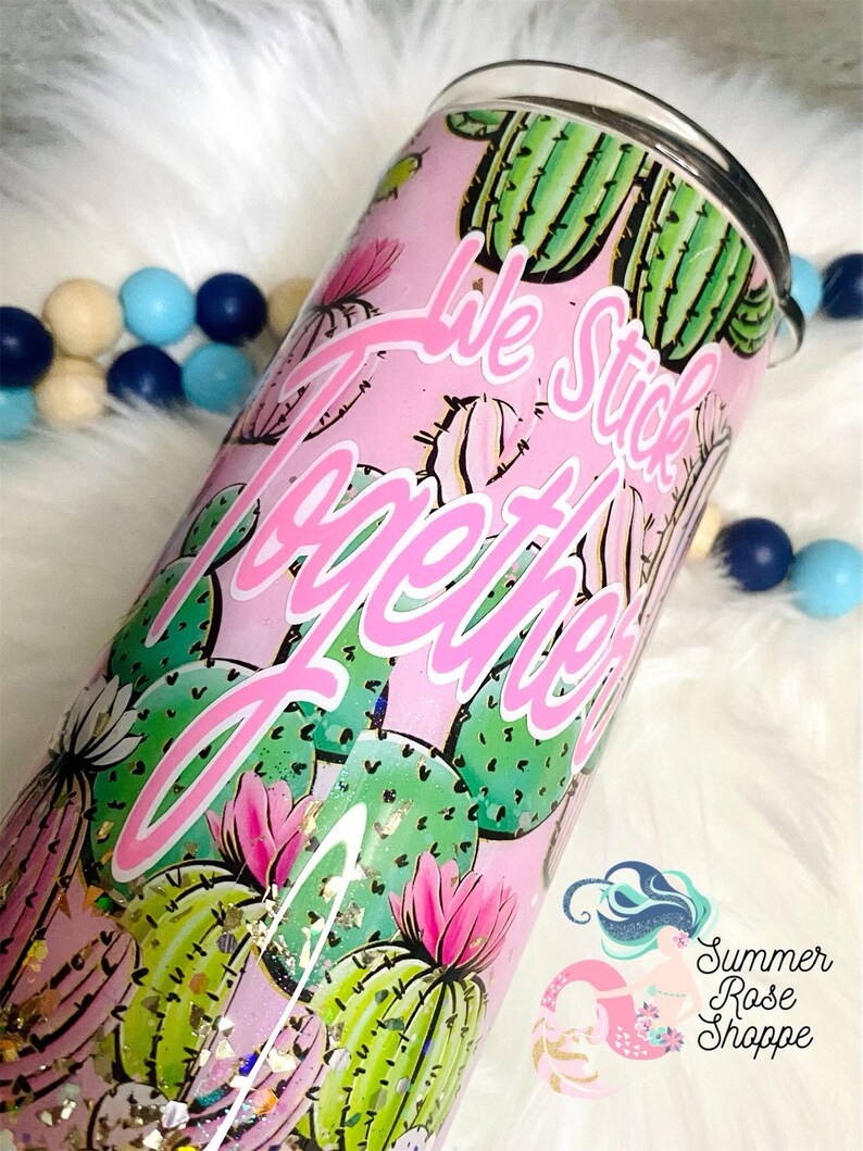 We Stick Together Pink Cactus Succulent Skinny Tumbler - Etsy