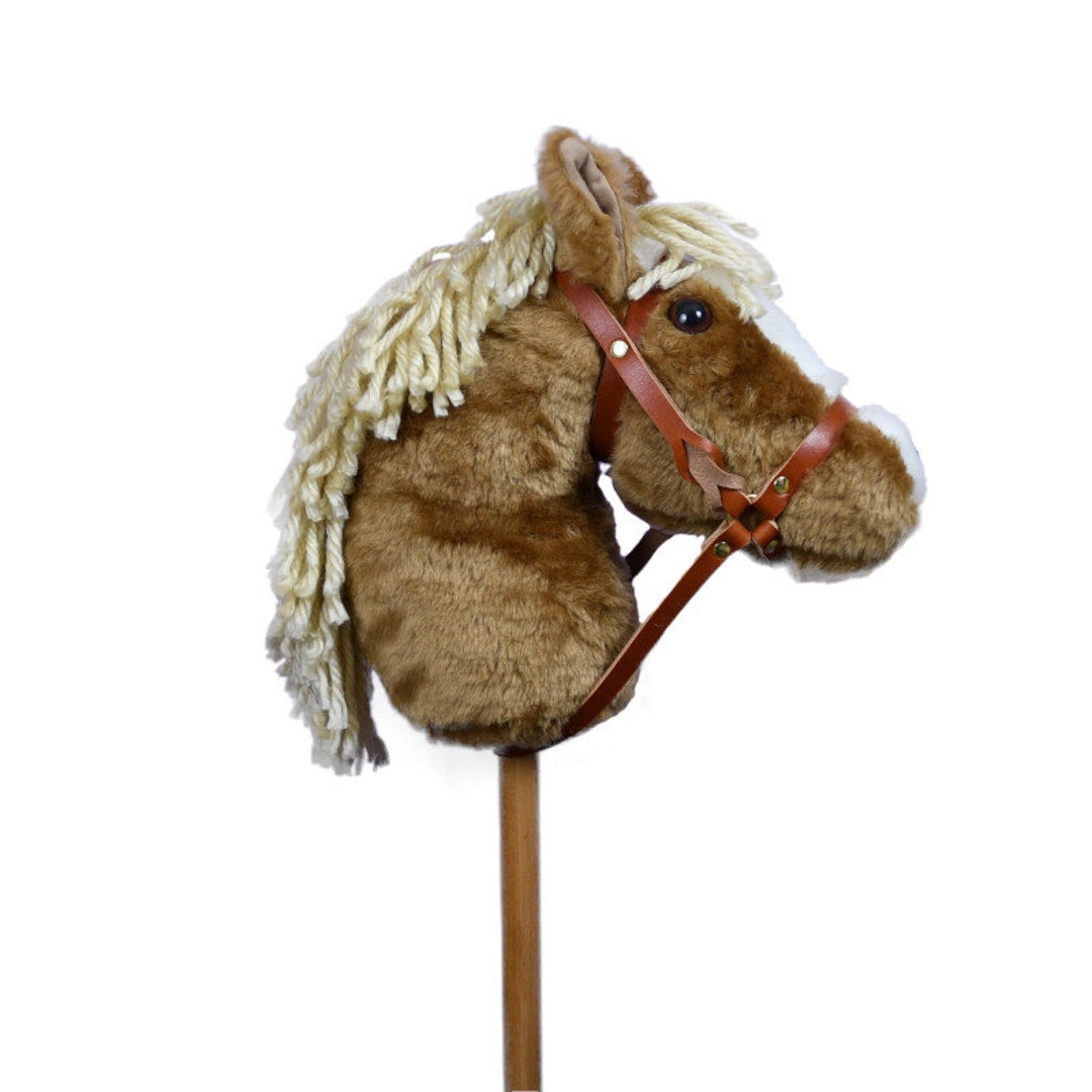 Snowy Mountain Ponies - Palomino Stick Horse With Leather Bridle ...