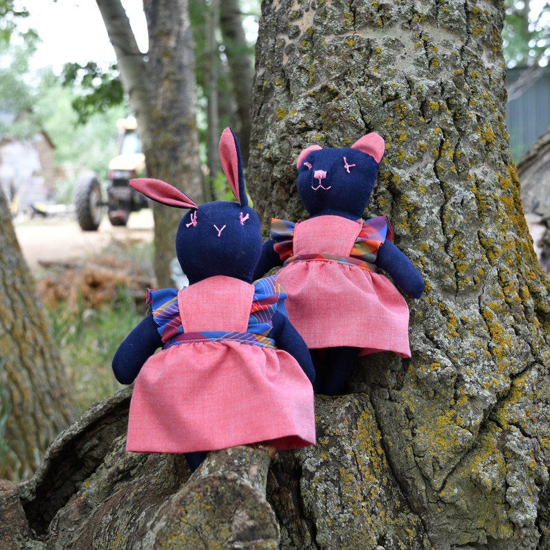 Emma Bunny Heirloom Doll Navy Linen Rabbit Doll in Vintage Red | Etsy