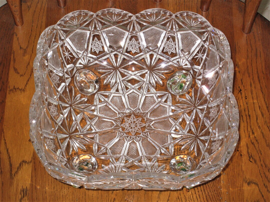Lead Crystal Hand Cut Square Scalloped Footed Accent Piece - Etsy