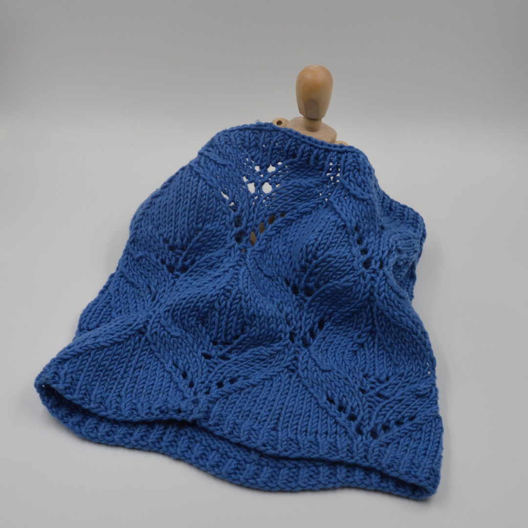 Lace Hand Knit Funnel Cowl,denim Blue Lace Cowl, Woman Neck Warmer ...