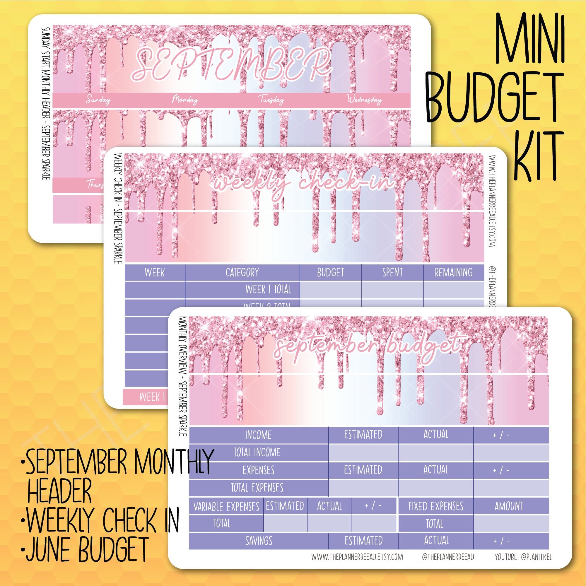 Scrapbooking Monthly Overview June Sparkle Mini Budget Sheets Kit ...
