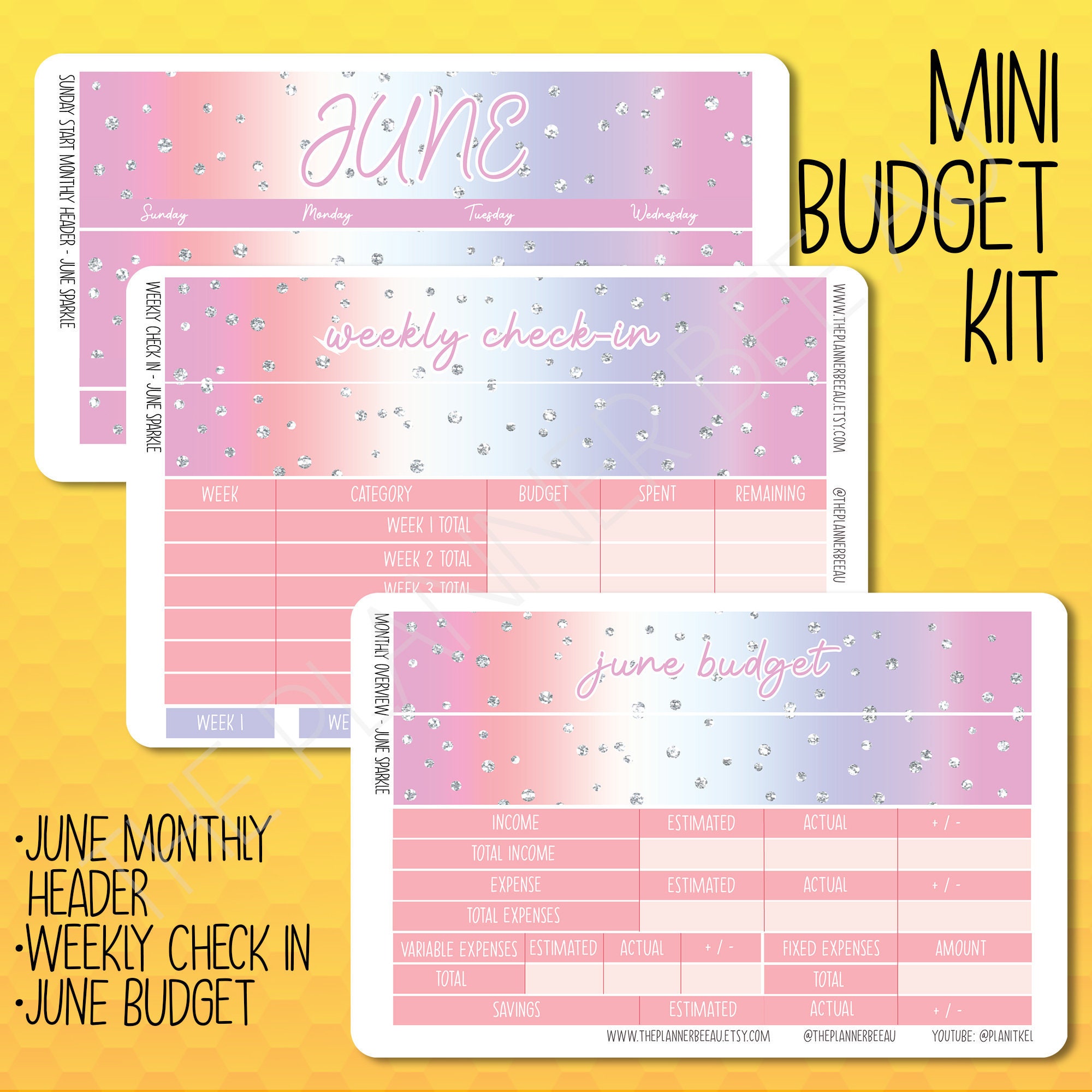 Scrapbooking Monthly Overview June Sparkle Mini Budget Sheets Kit ...