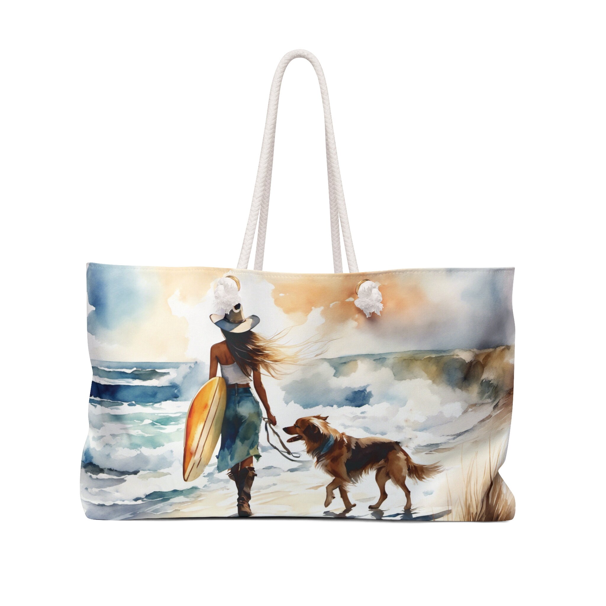 Surfer Cowgirl With Dog Weekender Bag Beach Bag - Etsy