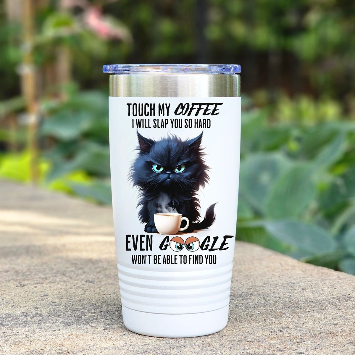 Cat Ringneck Tumbler, 20oz, Funny Cat Coffee Tumbler, Cat Travel Mug ...