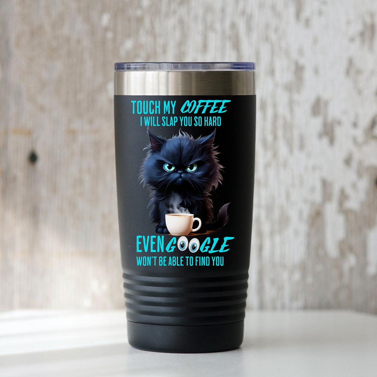 Cat Ringneck Tumbler, 20oz, Funny Cat Coffee Tumbler, Cat Travel Mug ...