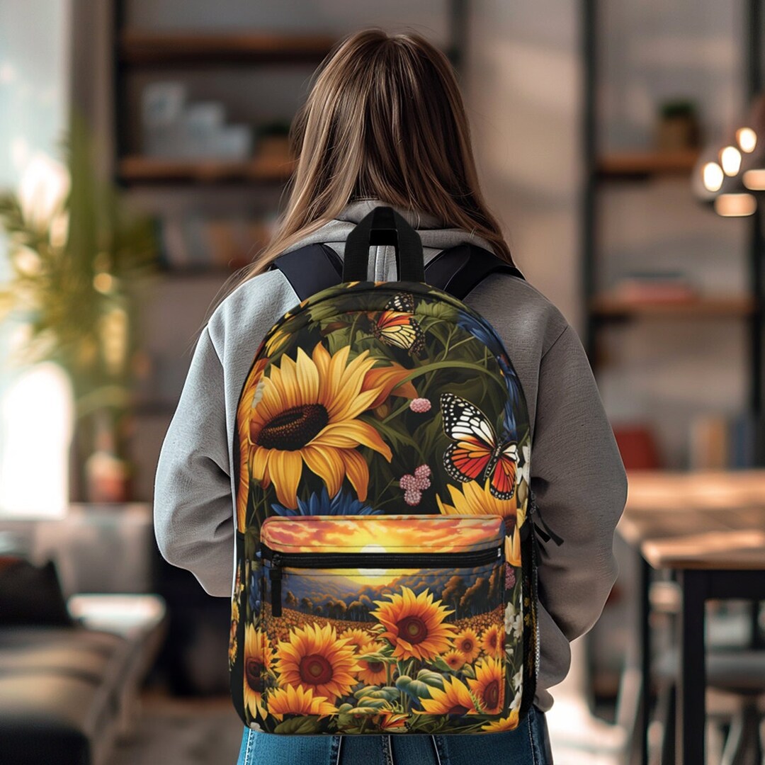Sunflower and Butterflies Backpack, Back to School, College Backpack ...