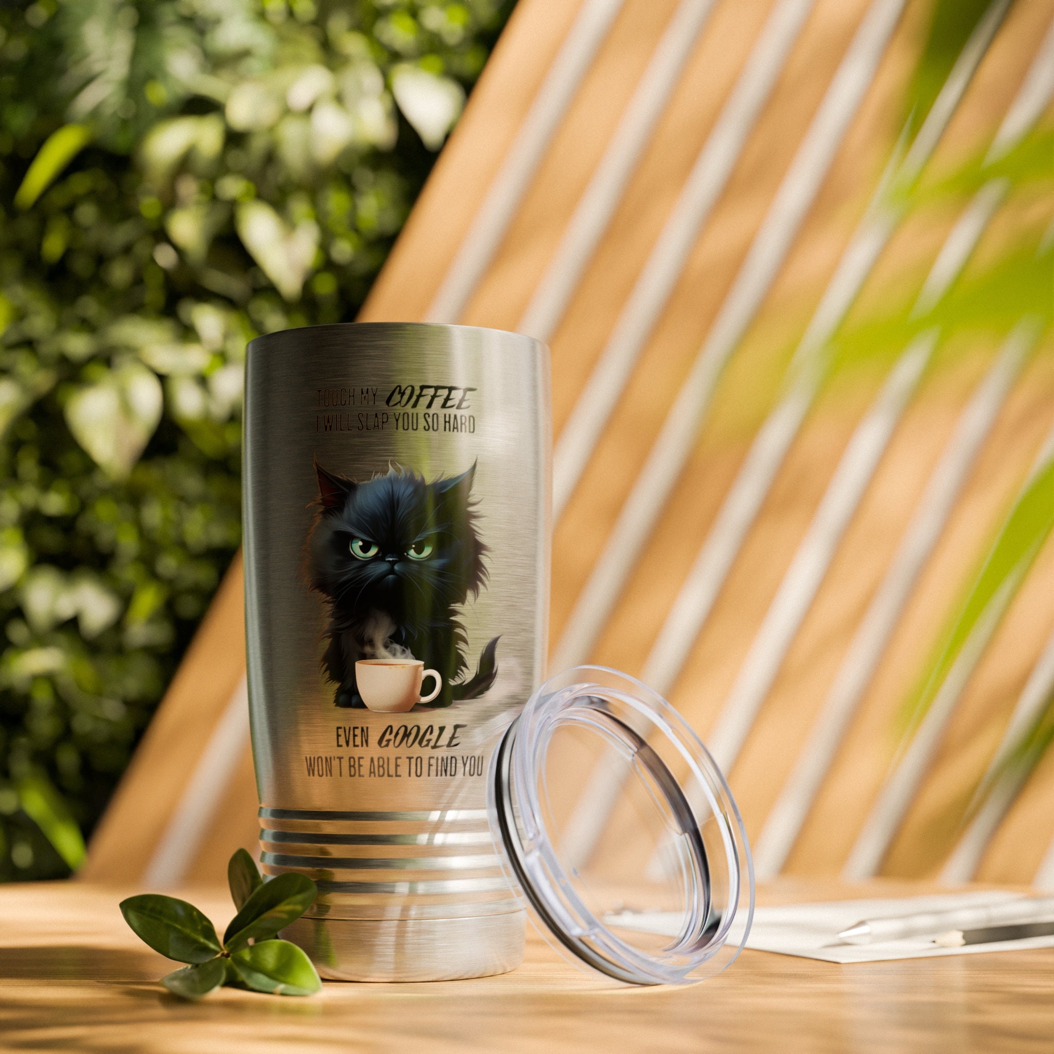 Cat Ringneck Tumbler, 20oz, Funny Cat Coffee Tumbler, Cat Travel Mug ...