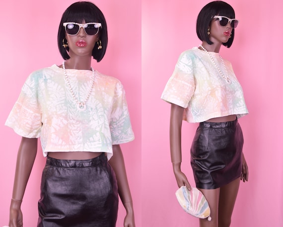 Pastel Color Top 90s Vintage Rainbow Color Tee Tropic… - Gem