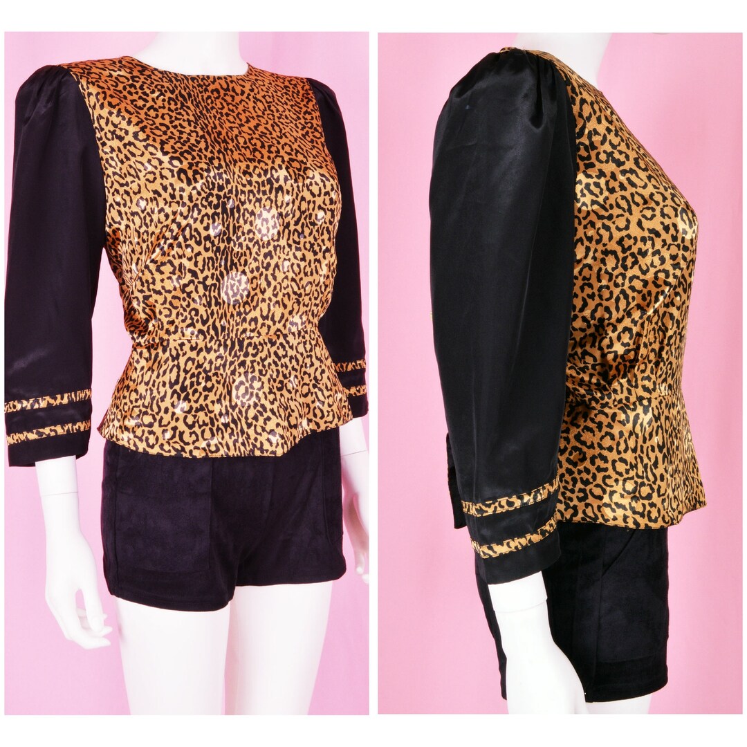 90s Leopard Print Top / Vintage 1990s Animal Print Satin - Etsy