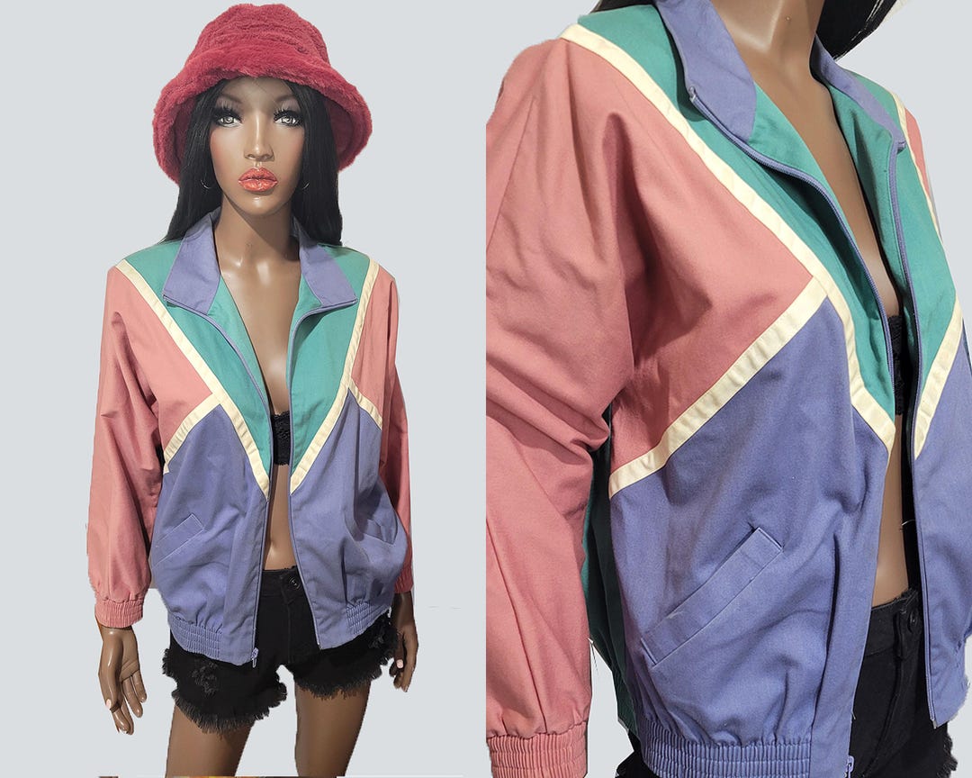 90s Color Block Jacket | 90s Sporty Jacket | 90s Zip up Jacket | Retro ...