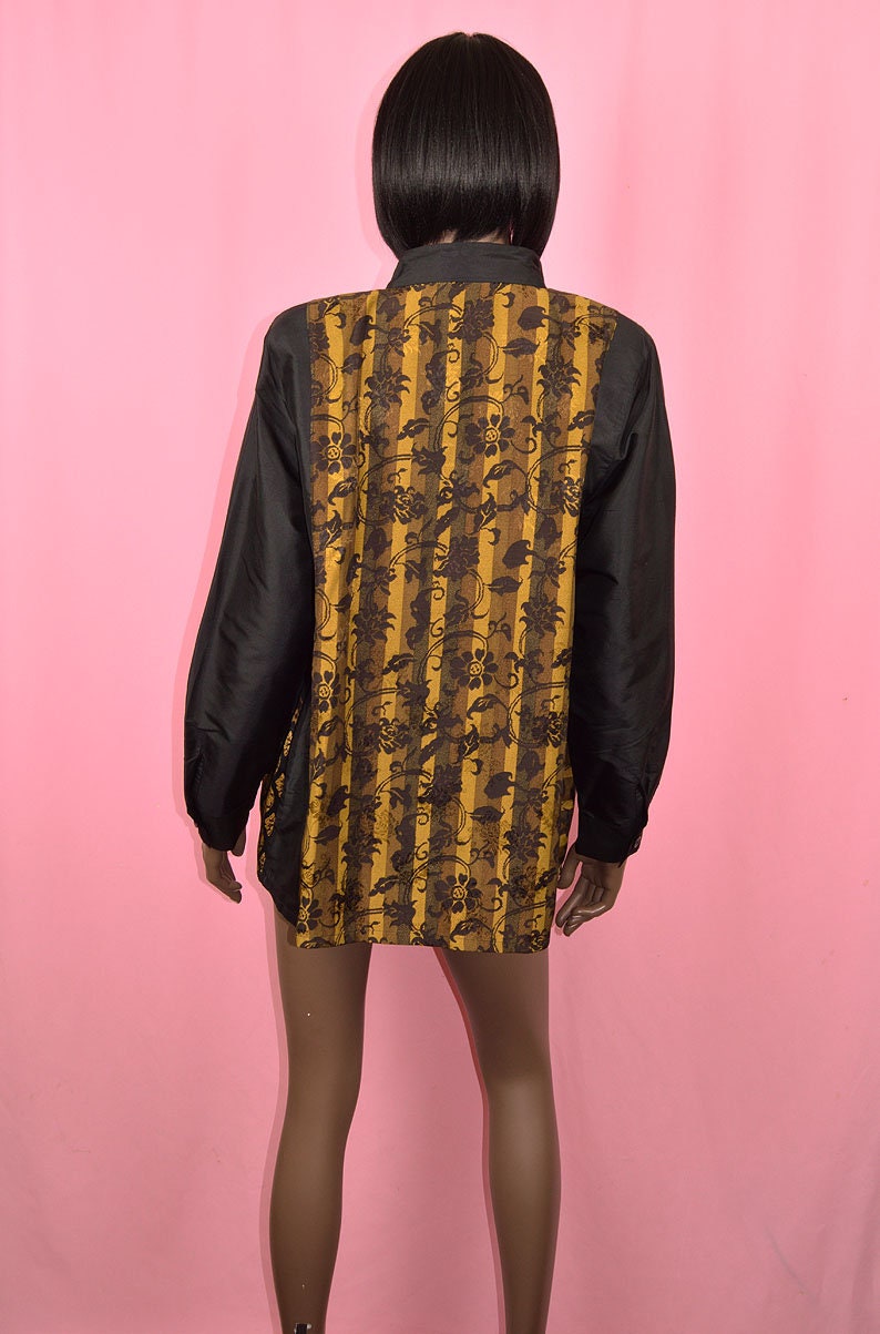 Gold Silk Blouse Gold Button up Blouse 90s Silk Blouse 90s - Etsy