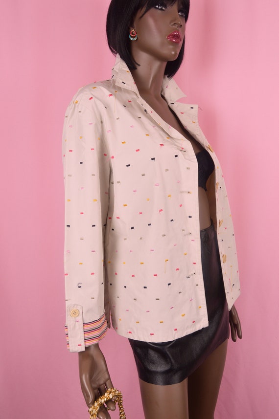 Colorful Trench Coat 90s VINTAGE Jacket 1990s Colorfu… - Gem