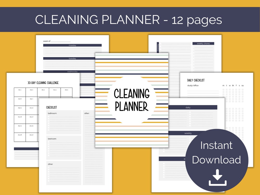 Cleaning Planner Printable, Household Planner, Cleaning Checklist ...
